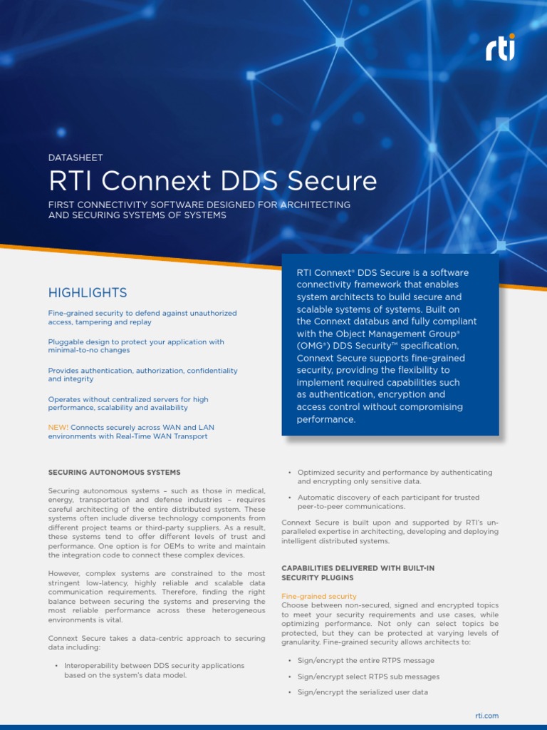 Rti Datasheet Connext Dds Secure | PDF | Computer Network | Multicast