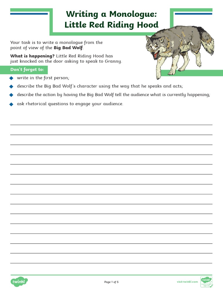 Writing A Monologue Activity Sheets | PDF | Hansel And Gretel (Opera ...