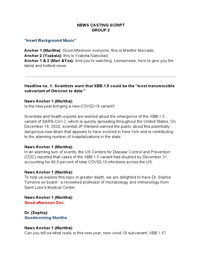 News Casting Script | PDF | Infection