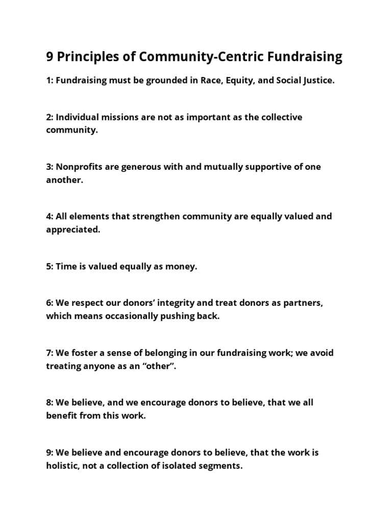 Community-Centric Fundraising Principles | PDF | Career & Growth