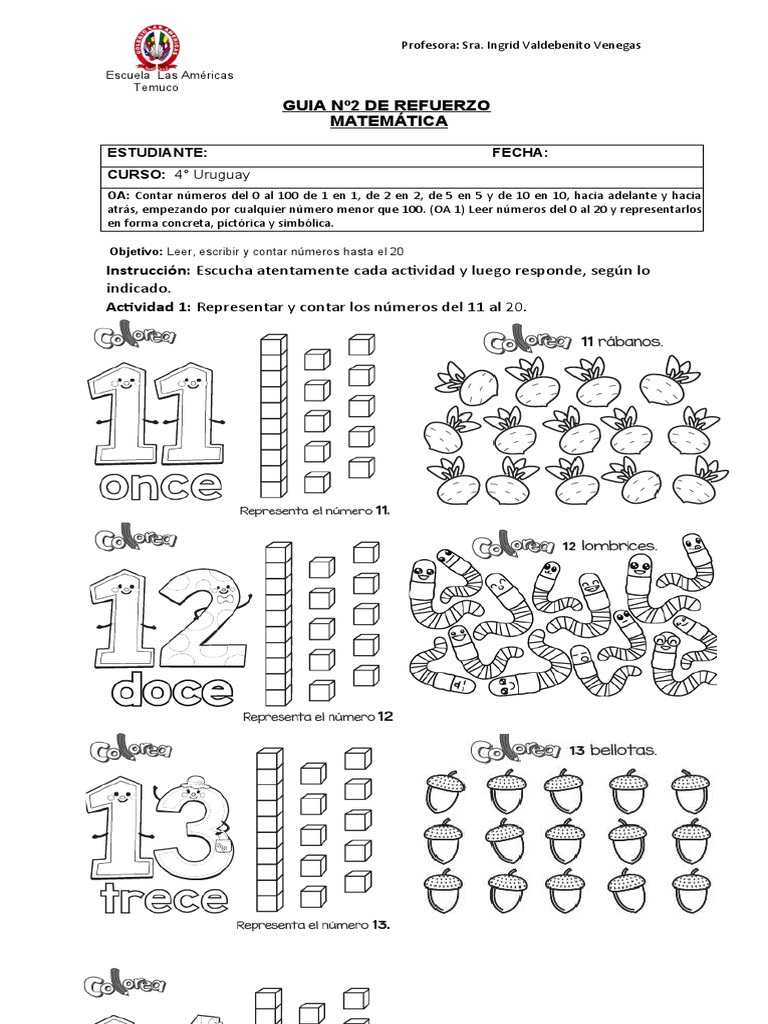 Contar y Leer Números hasta 20 | PDF