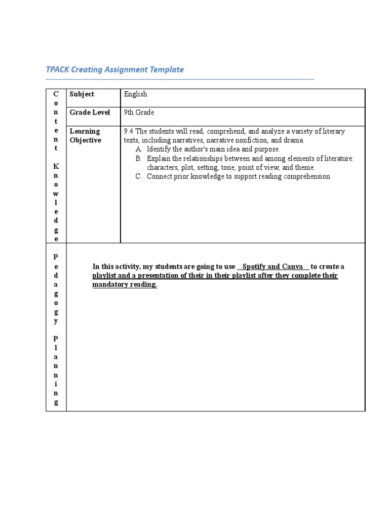 Spotify Canva Activity Asliergur-Tpack Template Creating Fall20 | PDF ...