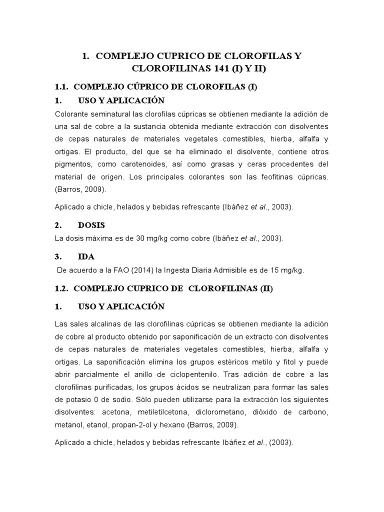 Complejos Cúpricos de Clorofilas y Usos | PDF | Refresco | Caramelo