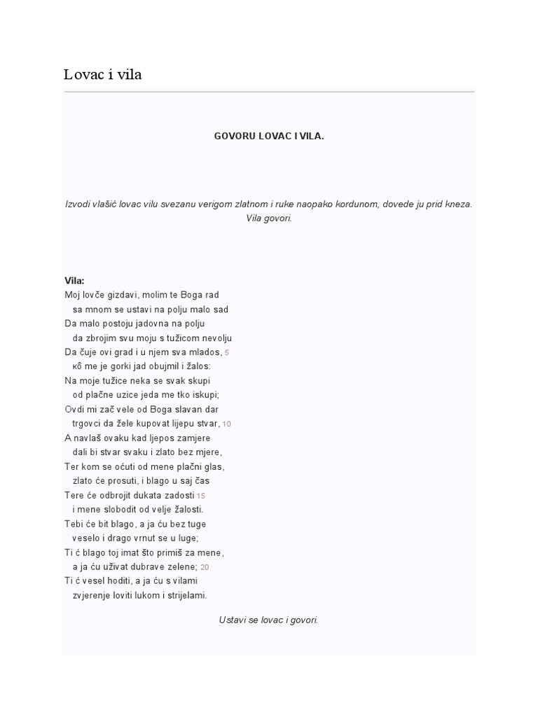 M. VetranovicLovac I Vila | PDF