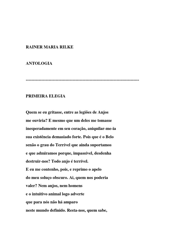 Antologia de Poemas de Rilke | PDF | Sistema visual | Amor