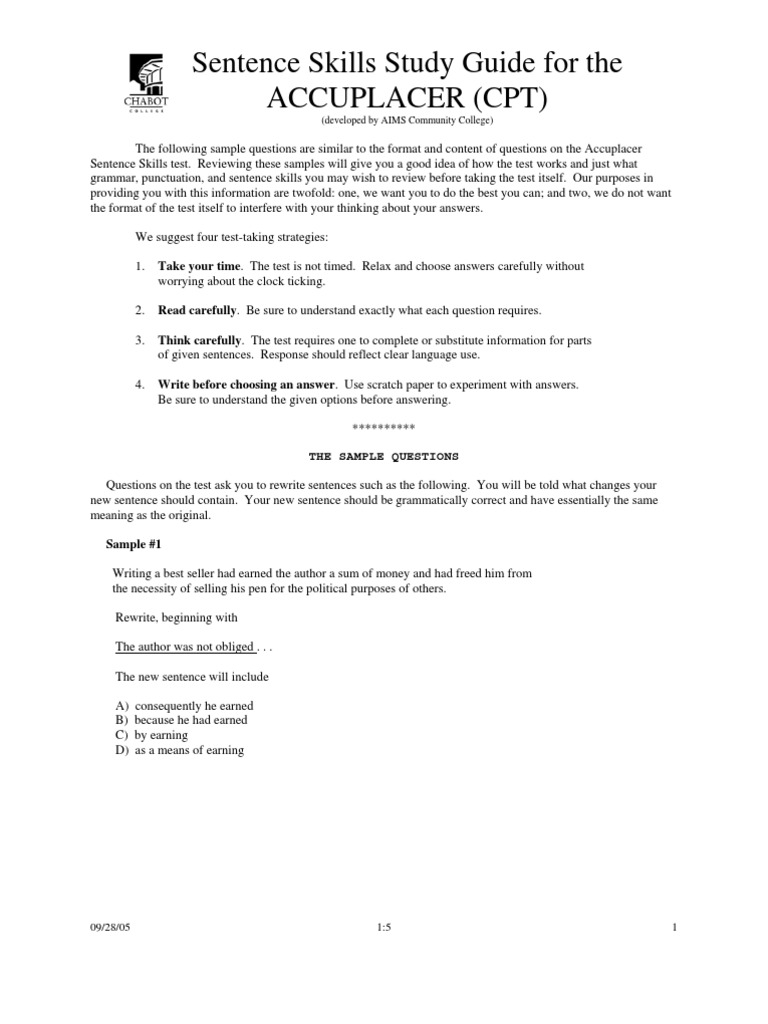 Sentence Skills Study Guide | PDF | Sentence (Linguistics) | Clause