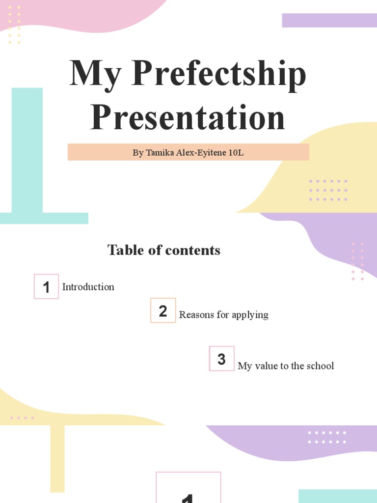 Tamika's Prefectship Presentation | PDF | Motivational | Motivation