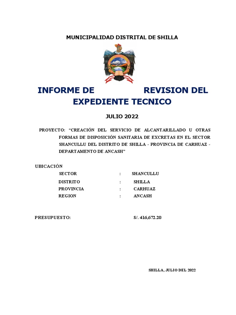 1.informe de Revision Del Expediente Tecnico-SUPERVISION | PDF | Alcantarillado | Hormigón