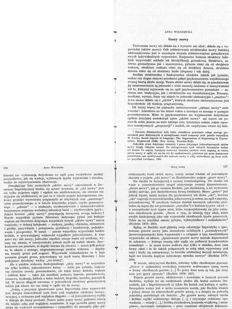 Anna Wierzbicka Genry Mowy | PDF