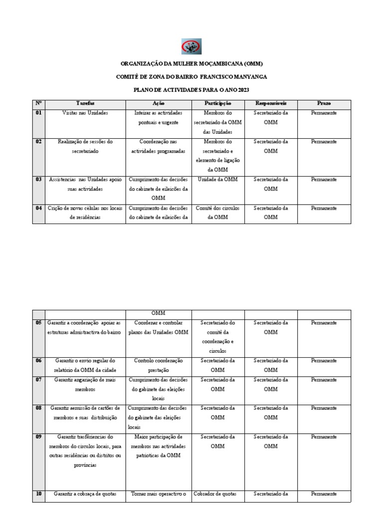 Plano Actividade Anual | PDF