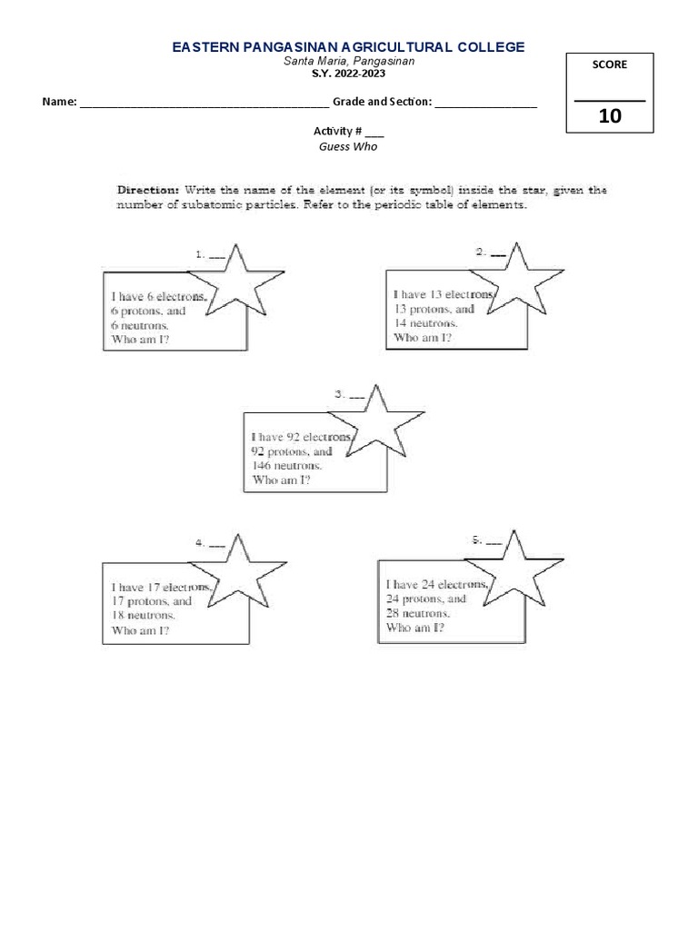Activity On Science 8 Guess Who - Element | PDF