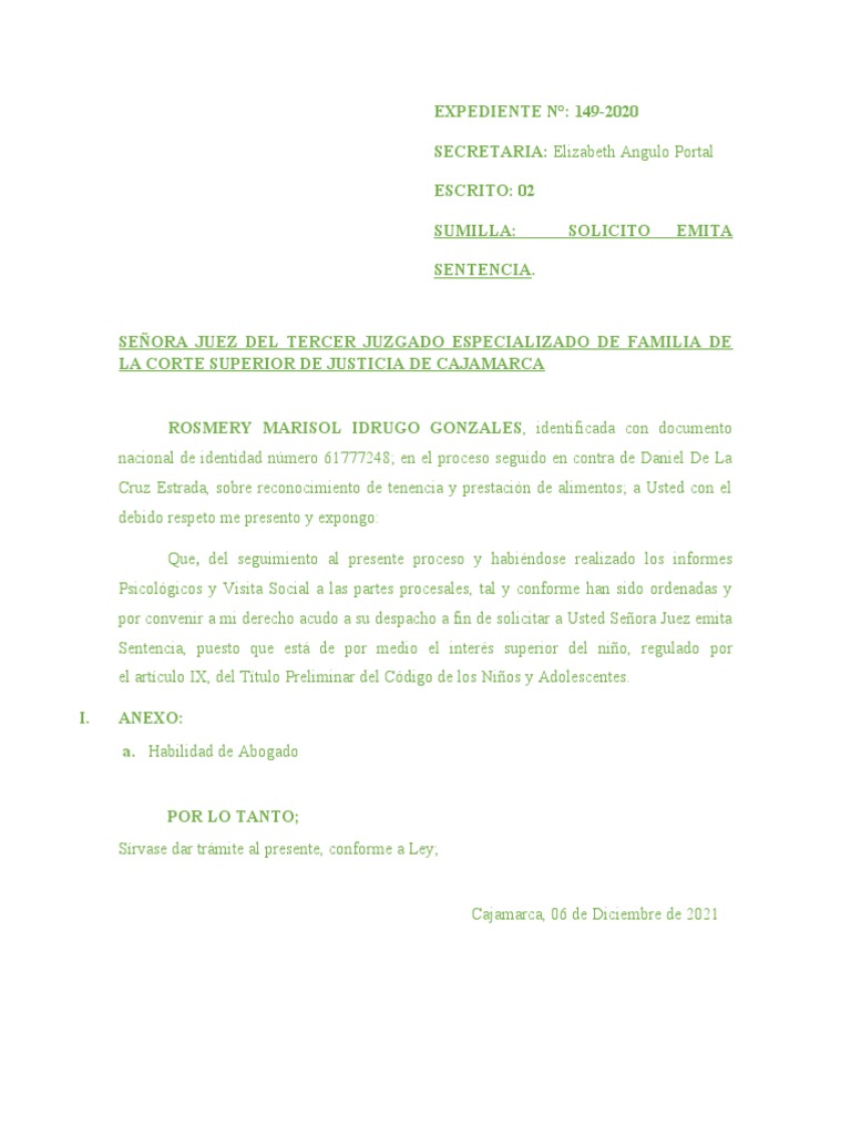 Solicito Se Emita Sentencia | PDF