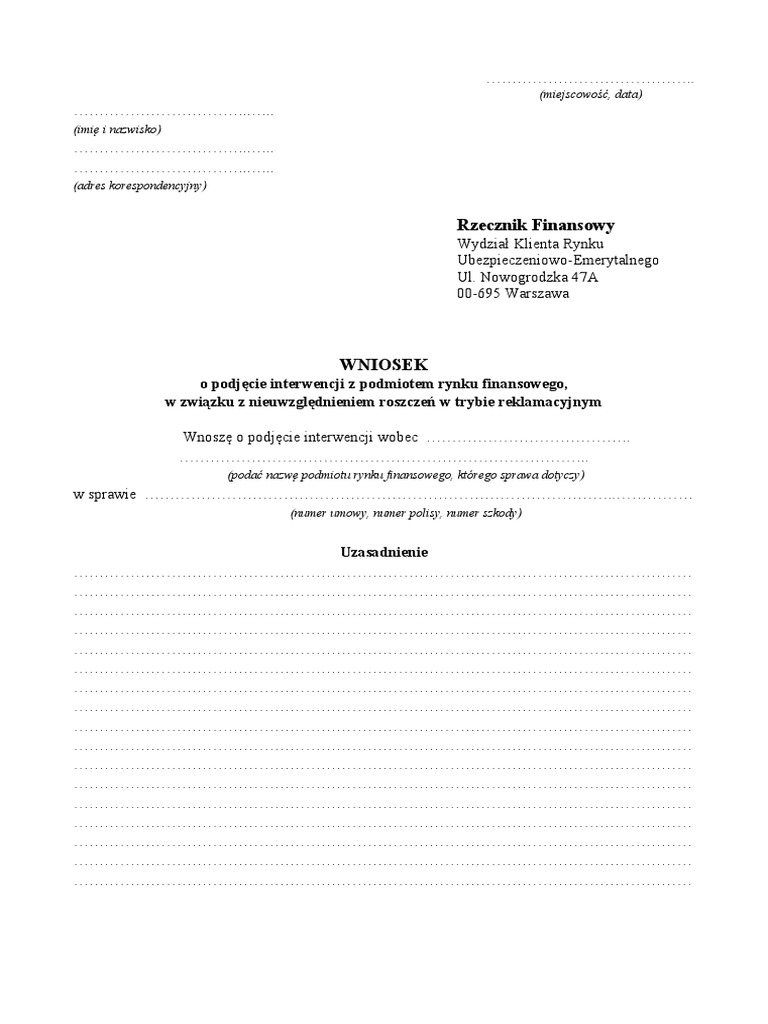 WUE - Wniosek Interwencja 2023 | PDF