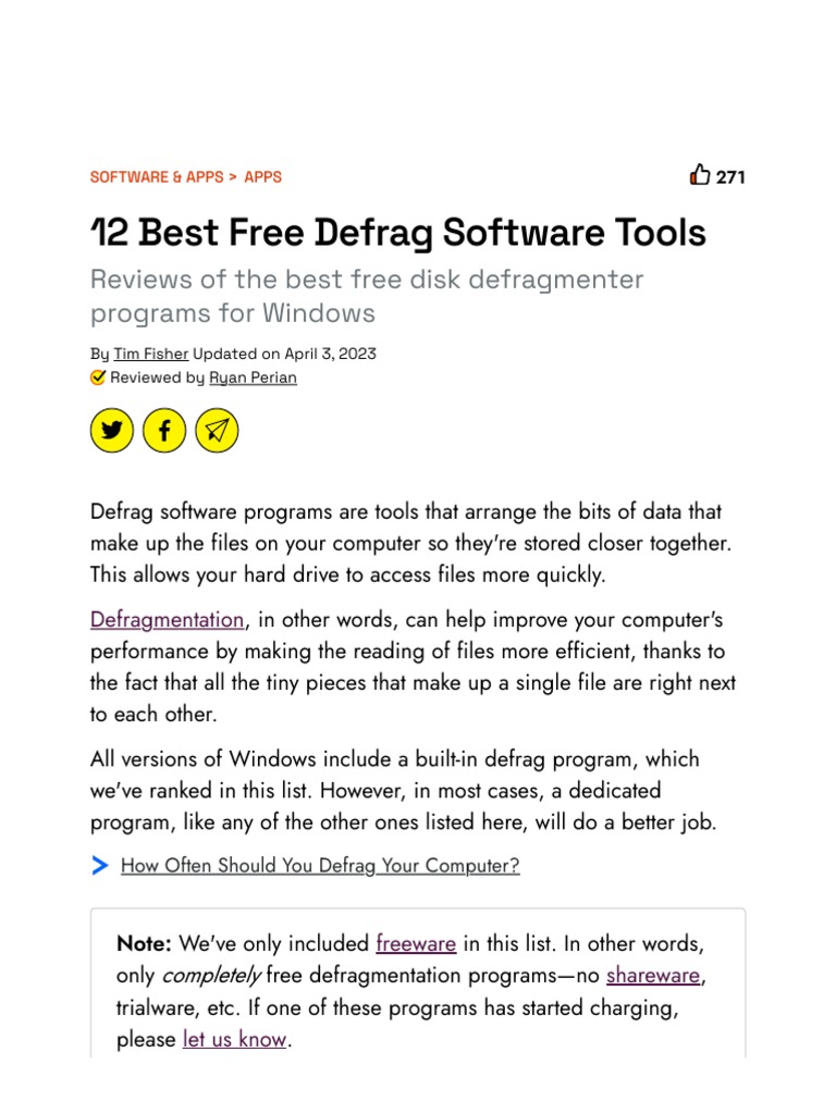 12 Best Free Defrag Software Tools (April 2023) | PDF | Technology ...