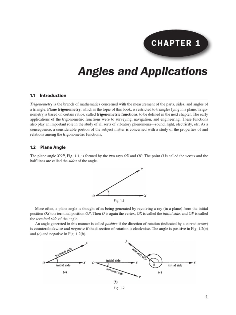 Trigonometry 1 (Angles and Applications) | PDF | Angle | Minute And ...