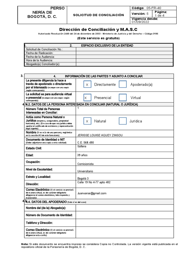 05 FR40 Solicitudde Conciliacin V5 | PDF