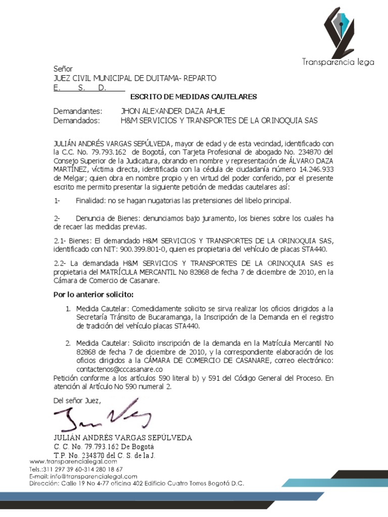 MEDIDAS CAUTELARES DAza Ahue Vs H&M | PDF