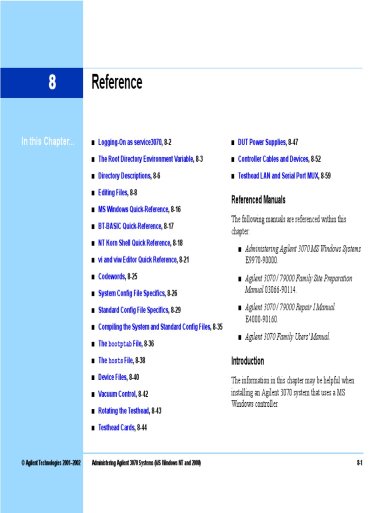 Administering Agilent 3070 Systems Ms Windows Nt And 2000 Chapter 8 Pdf Command Line