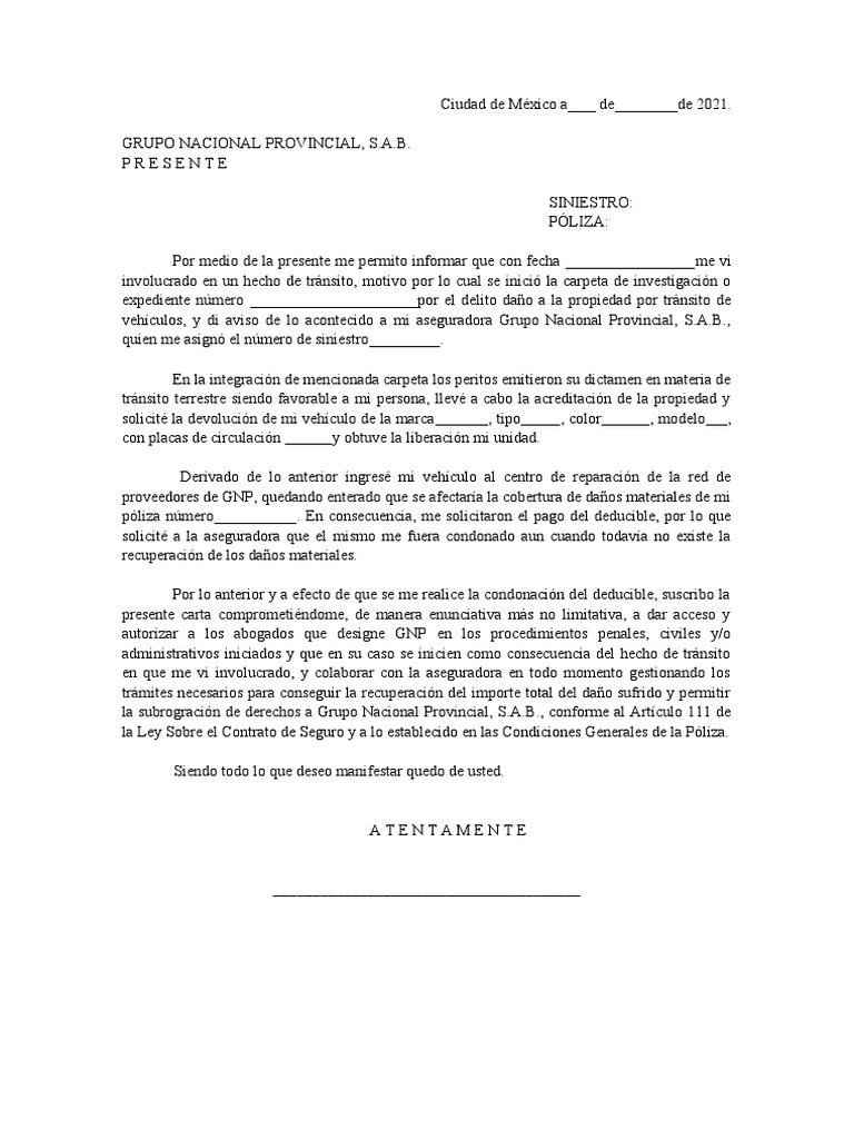 CARTA COMPROMISO | PDF