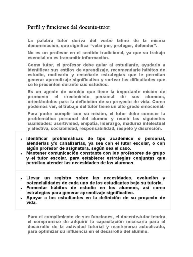 Perfil y Funciones Del Docente | PDF