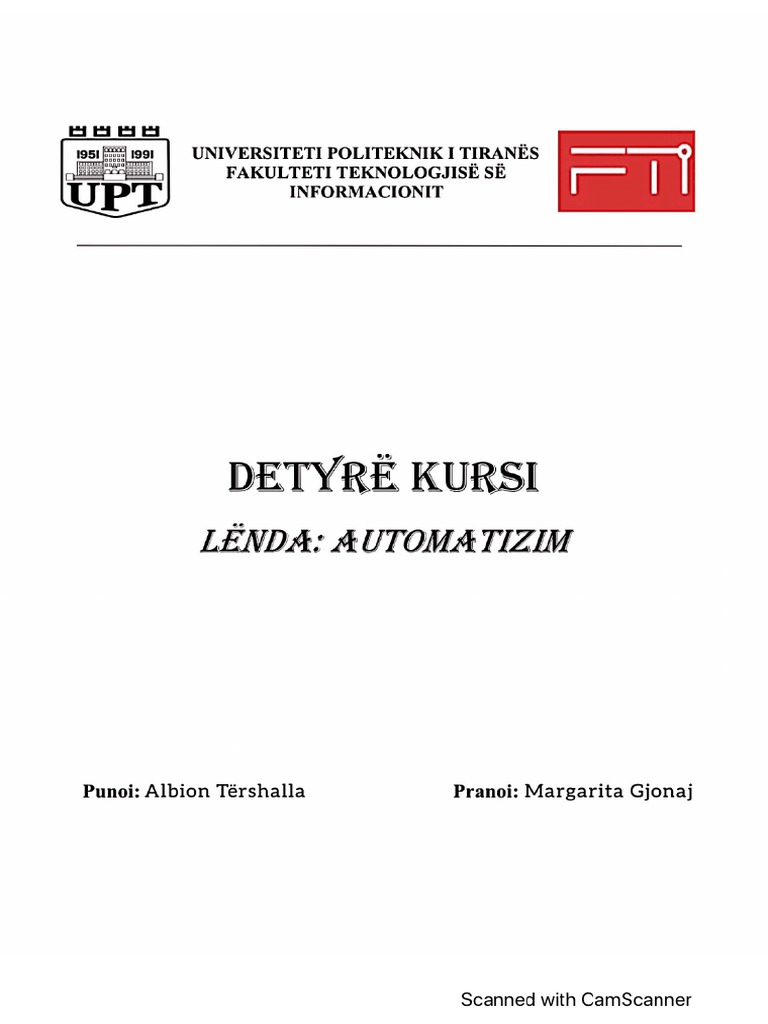 Detyrë Kursi - Automatizim-Albion Tërshall | PDF