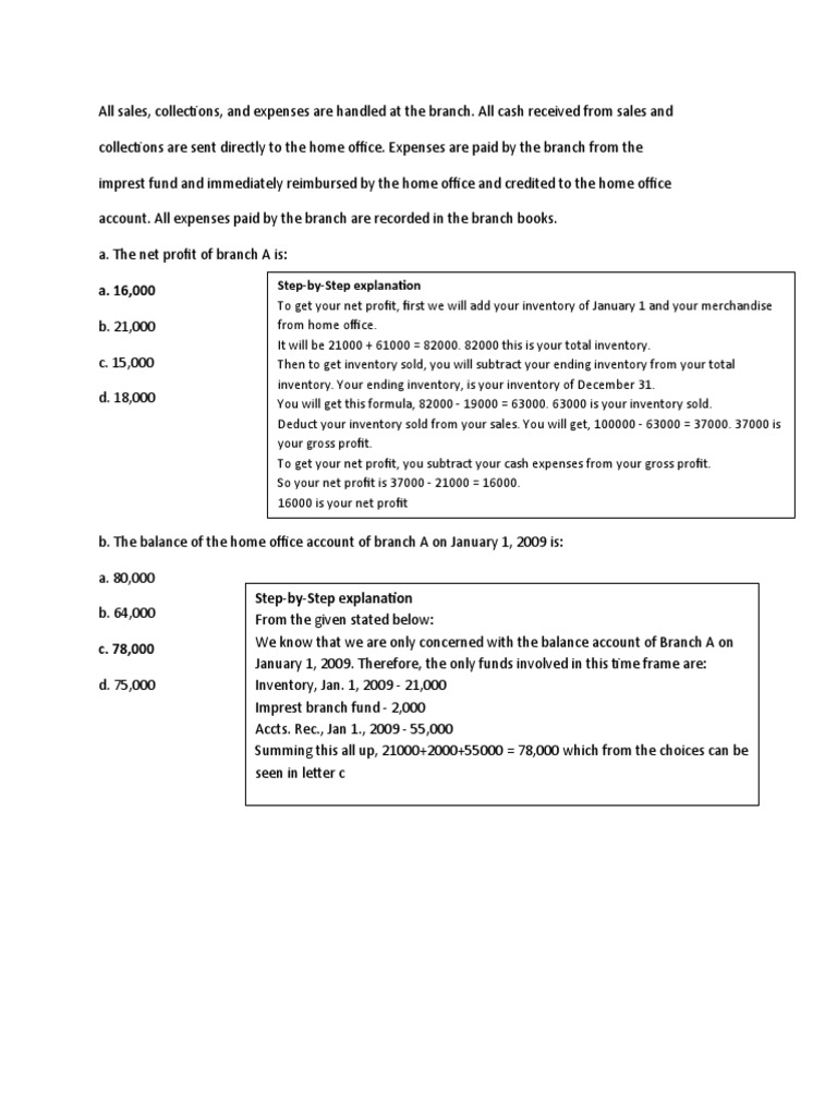 Branch Accounting Procedures and Journal Entries | PDF | Debits And ...