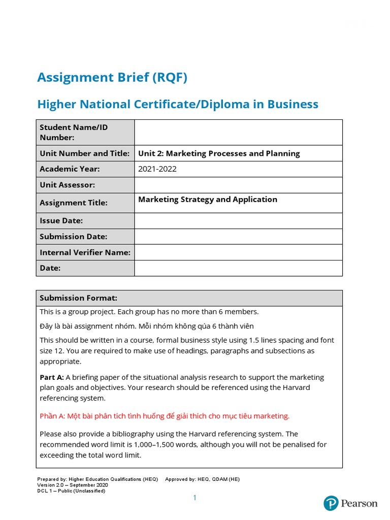 Unit 2 - MKT Planning and Processes-Assignment 2 Brief | PDF | Marketing | Strategic Management