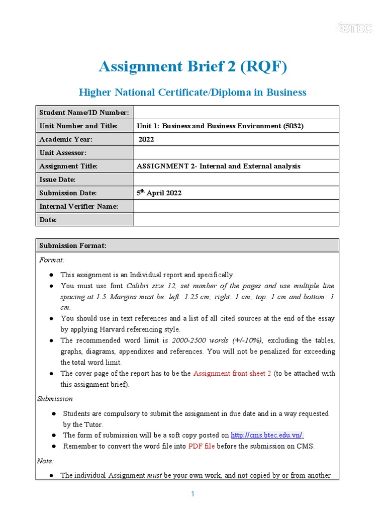 5032-BRIEF 2-Assignment 2 - Guideline - Aug 2022 | PDF | Swot Analysis | Vietnam