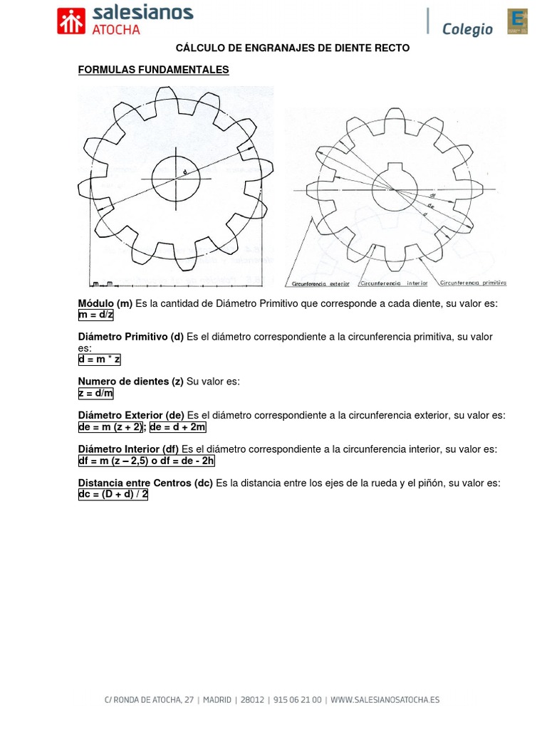 Engranajes de Diente Recto | PDF | Engranaje | Matemáticas