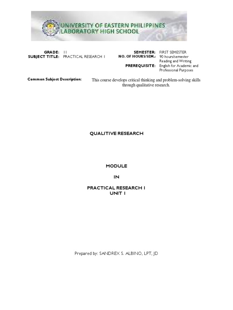 UEP PR1 Module 1 and 2 | PDF | Scientific Method | Methodology