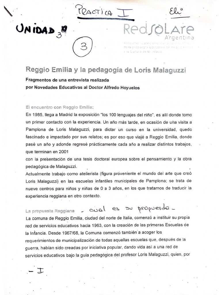Reggio Emilia y La Pedagogía de Loris Malaguzzi | PDF Reggio Emilia y La Pedagogía de Loris Malaguzzi | PDF
