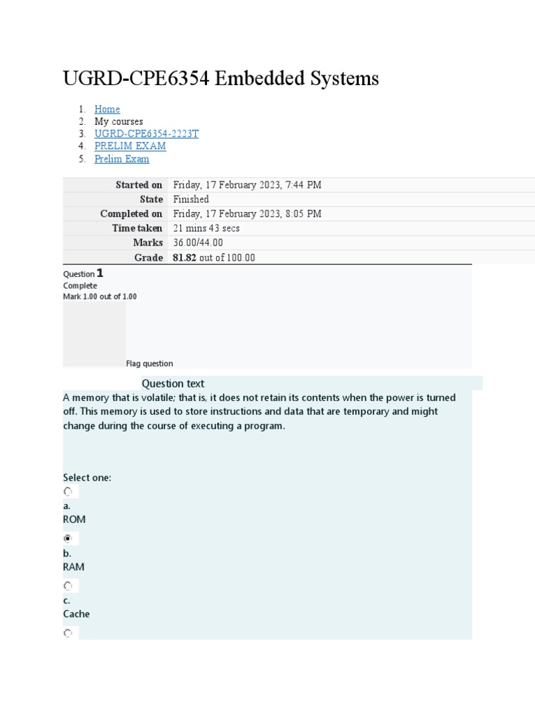 Embedded Systems Exam Review | PDF | Computers