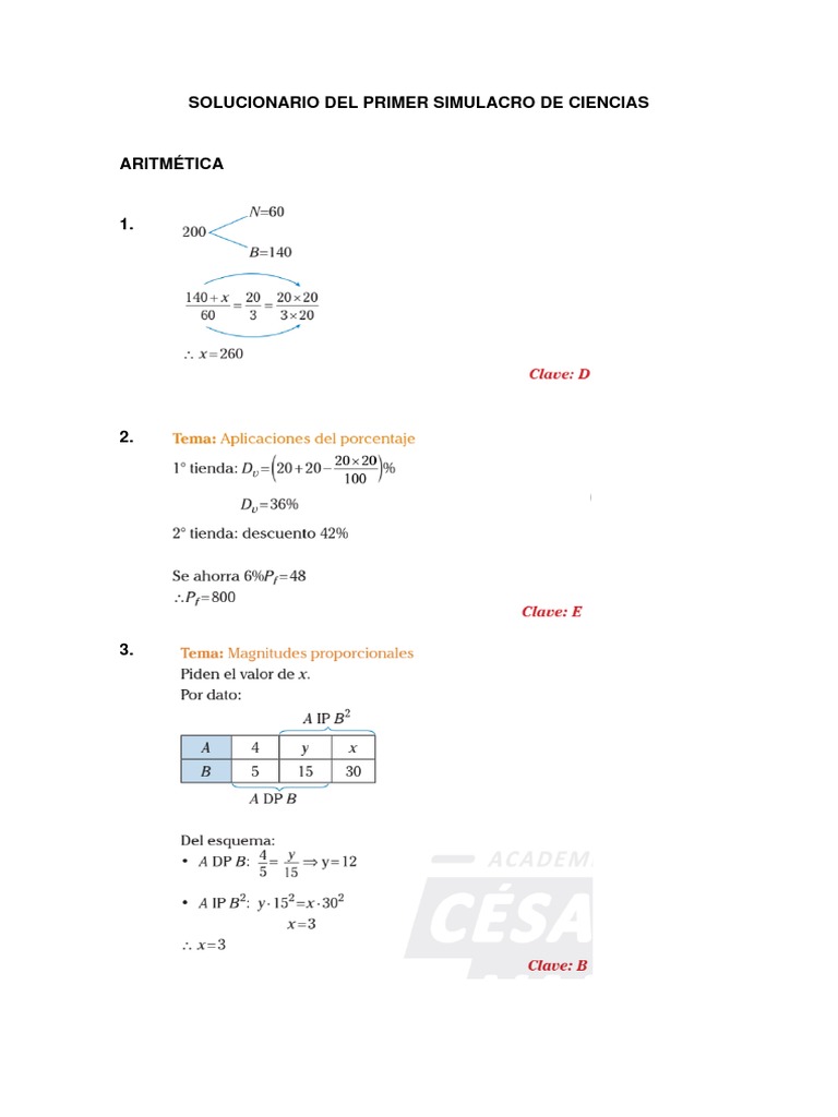 Solucionario Del 1er Simulacro | PDF
