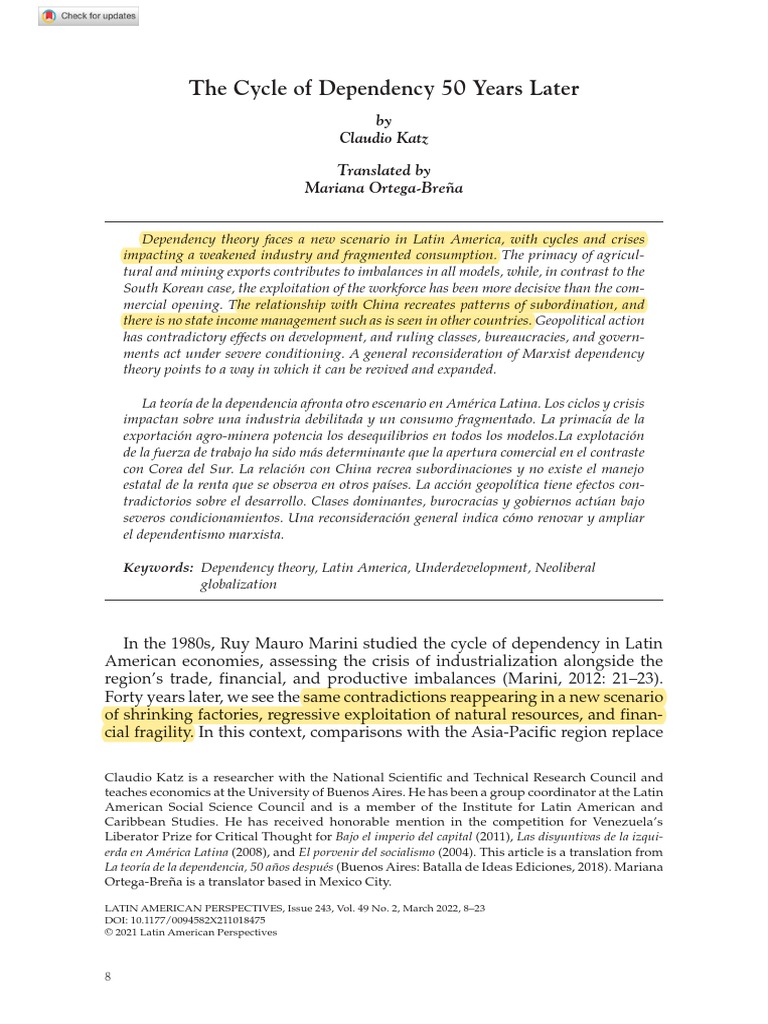 Katz - The Cycle of Dependency 50 Years Later | PDF | Balance Of ...
