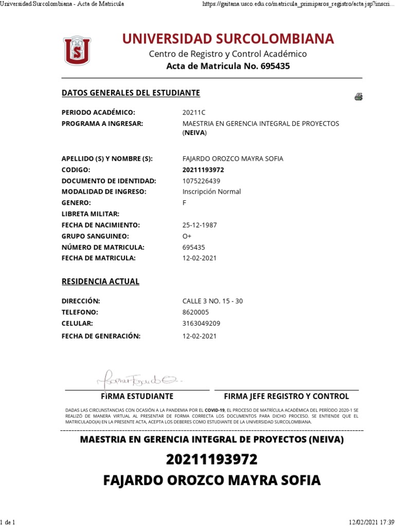 Mayra Fajardo - Maest. Proyectos | PDF