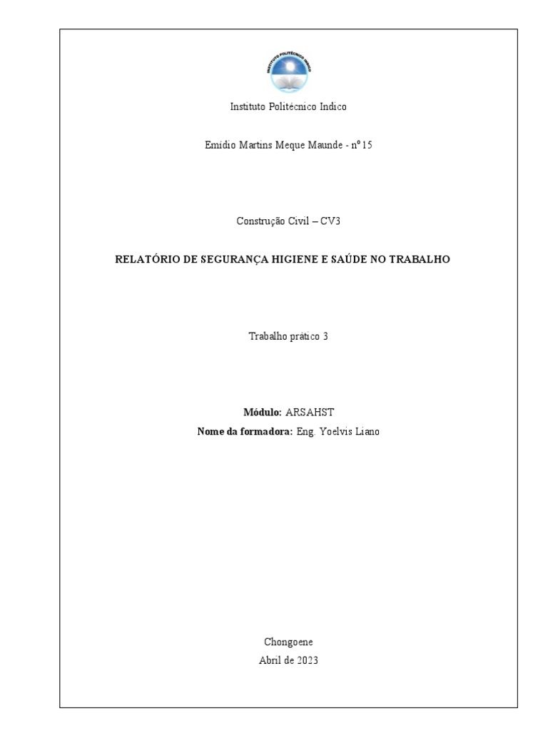Relatório de SHST sobre construção civil | PDF