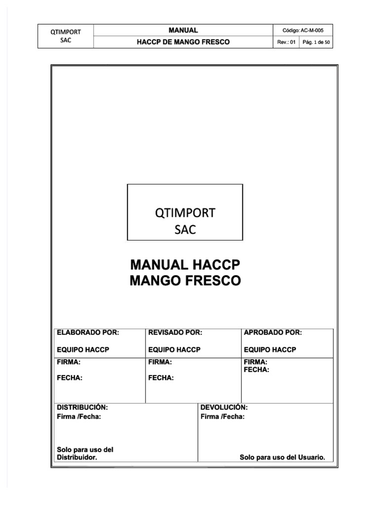 Manual Haccp Manual Haccp Mango Fresco Mango Fresco: Qtimport Qtimport ...