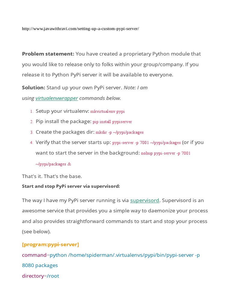 Setting Up a Custom Private PyPI Server for Internal Package Distribution | PDF