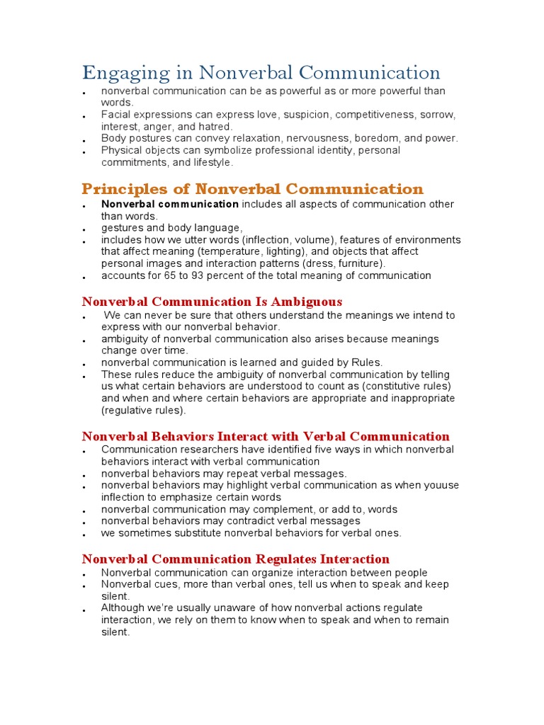 Engaging in Nonverbal Communication | PDF