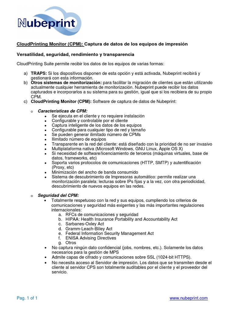 CPM-Data-Sheet 1805 ES | Descargar gratis PDF | Red de computadoras | Transport Layer Security