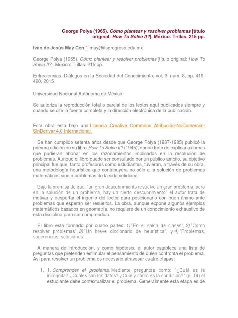 George Polya | PDF | Heurístico | Matemáticas
