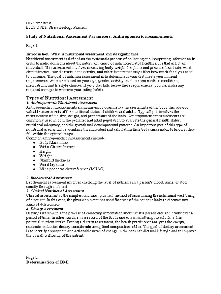 Semester 6 Stress Biology Practical Write-Up Final | PDF | Body Mass ...