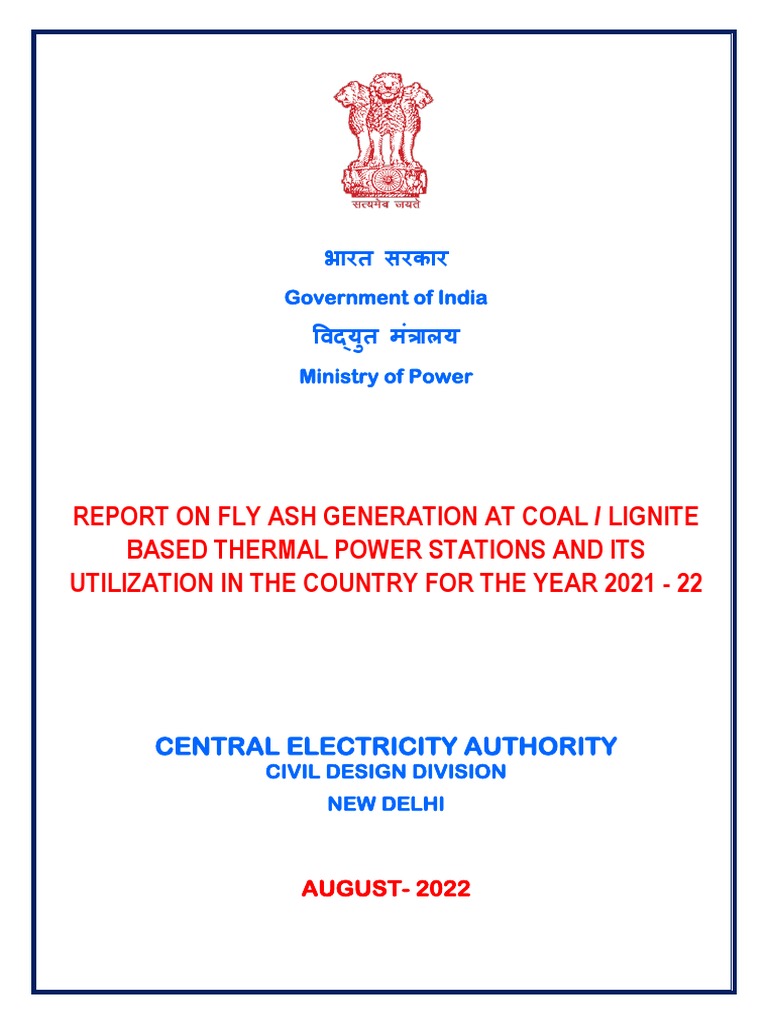 Fly_ash_Generation_and_utilisation_Report_2021_22-1 | PDF | Fly Ash | Coal
