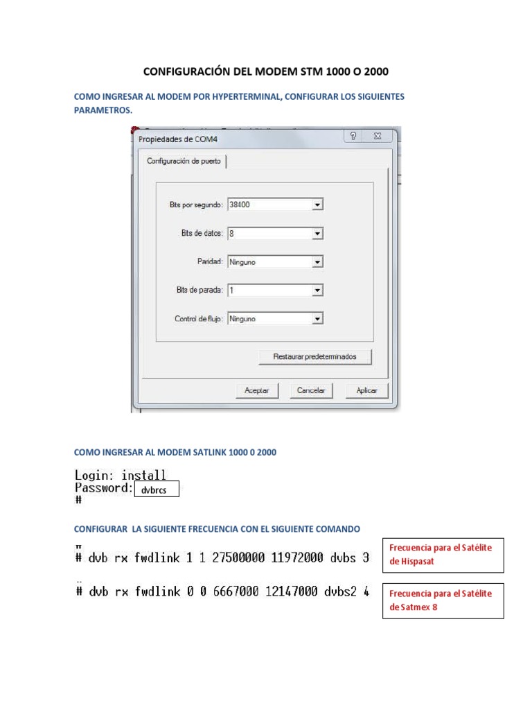 Configuración del Módem STM 1000/2000 | PDF