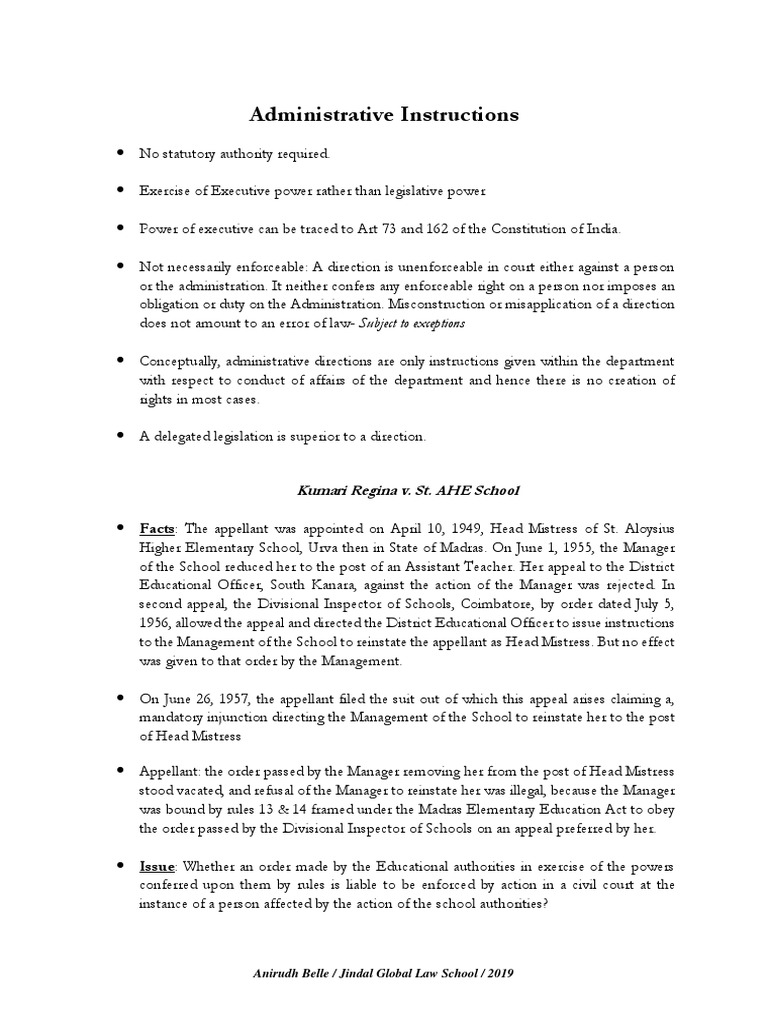 08 Administrative Instructions - Anirudh Belle - Administative Law ...