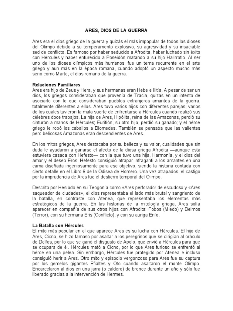 ARES | PDF | Mitología griega | Doce olímpicos