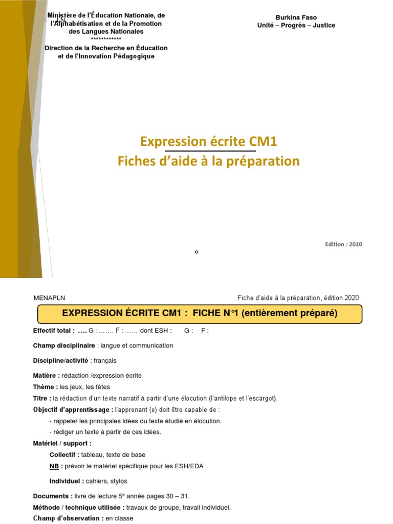 Fiches d'aide à l'expression écrite CM1 | PDF | Apprentissage | la ...