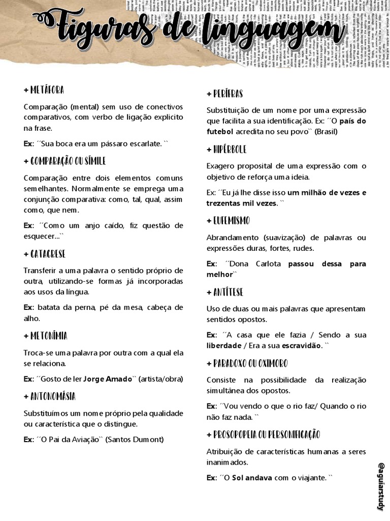 Figuras de Linguagem: Exemplos e Definições | PDF | Metáfora | Linguística