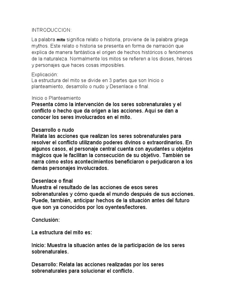 Estructura y partes del mito | PDF