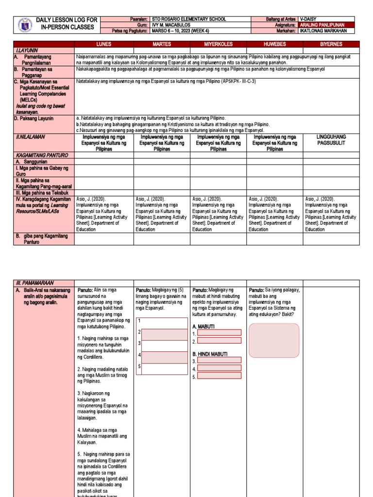 G5 Q3W4 DLL AP (MELCs) | PDF